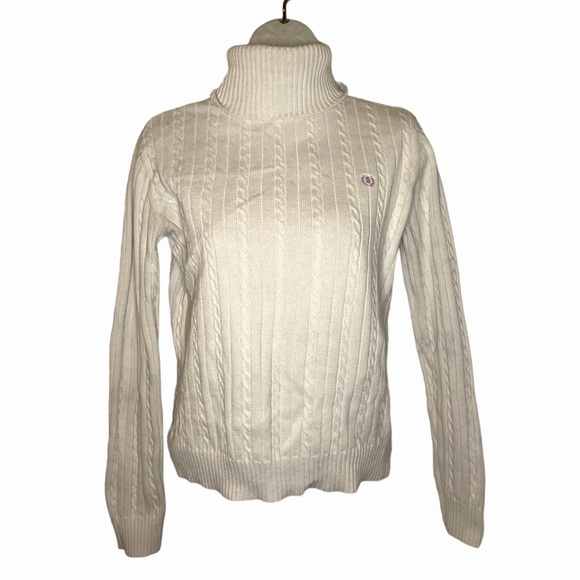 Izod | Sweaters | Izod White Knitted Turtleneck Swester With Lavender ...